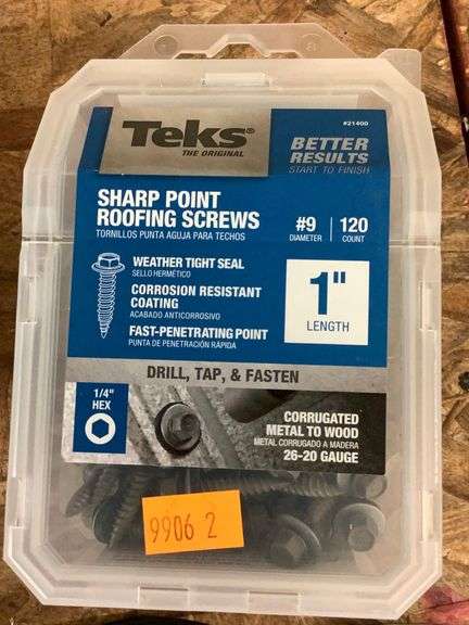 TEks brand Sharp point roofing screws 1 inch length two boxes - Metzger ...