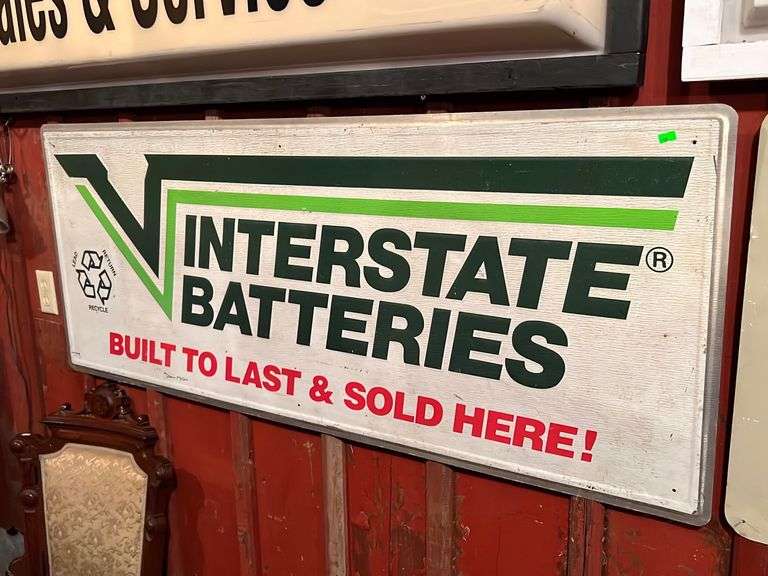Interstate Batteries metal sign with embossed letters, 24” x 60 ...
