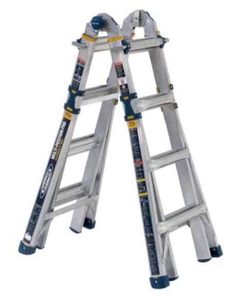 WERNER 18 ft. Reach Aluminum 5-in-1 Multi-Position Pro Ladder with ...