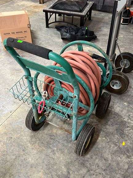 Heavy duty metal hose reel cart and hose - Metzger Property Services LLC
