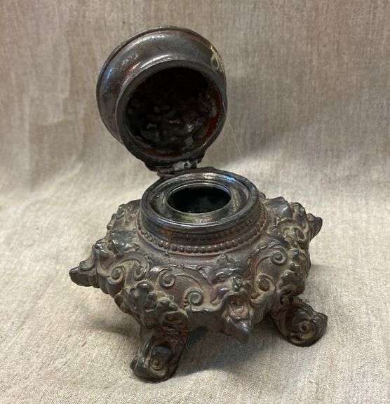 Metal inkwell stand and glass liner - Metzger Property Services LLC