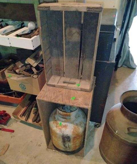 Propane tank, ice fishing box, wood box, wood crate - Metzger Property ...