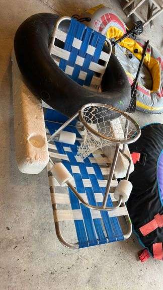 Floating lounge chair , inner tube , floating basketball hoop - Metzger ...