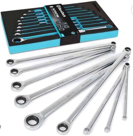 DURATECH Extra Long Ratcheting Wrench Set, Metric, 9-Piece, 8-22mm, CR ...