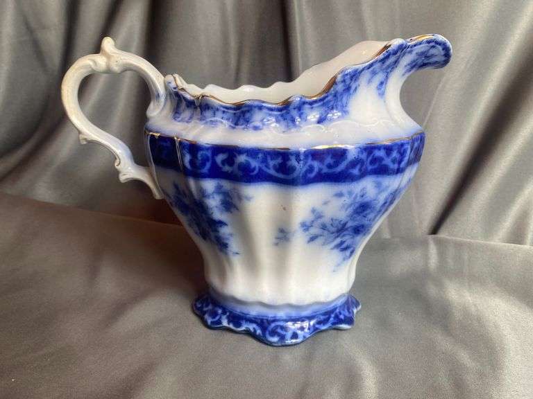 Touraine Flow Blue Pitcher 8” tall - Metzger Property Services LLC