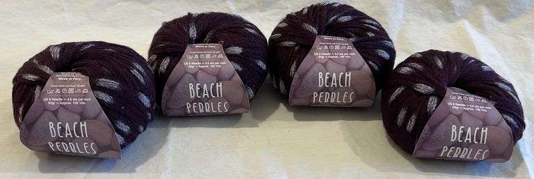 (4) Skeins of Beach Pebbles Yarn - Color 23 Raisin Lilac Mix - Metzger ...