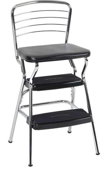 Cosco Black Retro Counter Chair/Step Stool - Metzger Property Services, LLC
