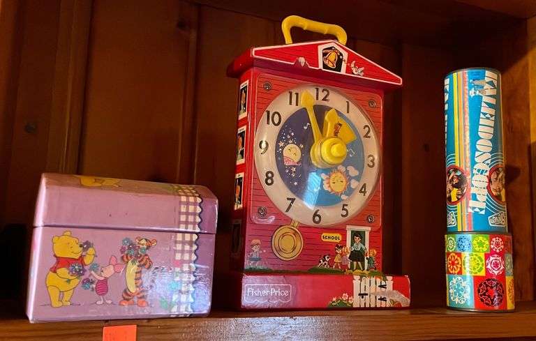 Winnie the poo trinket box, Kaleidoscope, fisher price clock toy ...