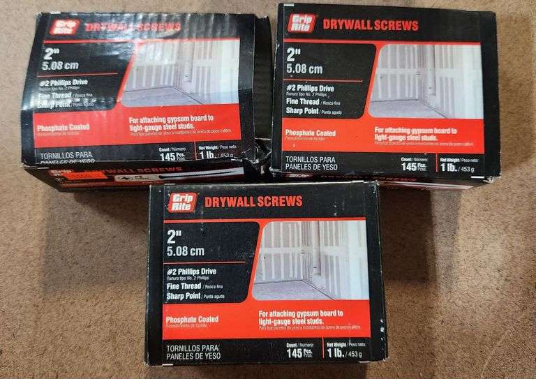 Grip rite drywall screws 2" - 3 boxes 1lb. Per box - Metzger Property ...