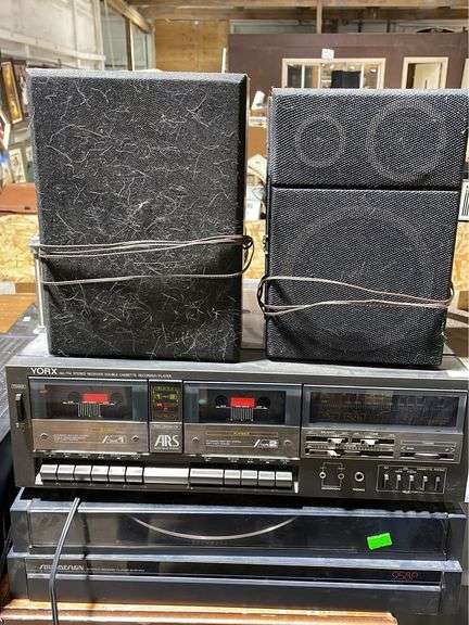 4 - Speakers 1 - YORX AM/FM Stereo Receiver Double Cassette Recorder ...