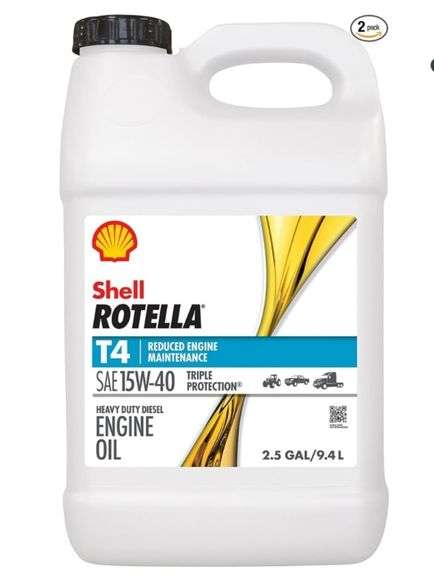 2 Gallon Shell Rotella T4 SAE 15W-40 Heavy Duty Engine Oil - Metzger ...