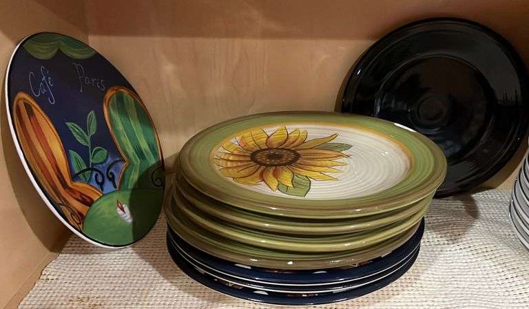 Sango, Clay Art, Fiesta style plates - some chips, various sizes ...