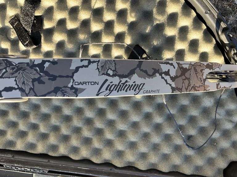 Plastic bow case with Darton Lightning Graphite compound bow and arrows ...