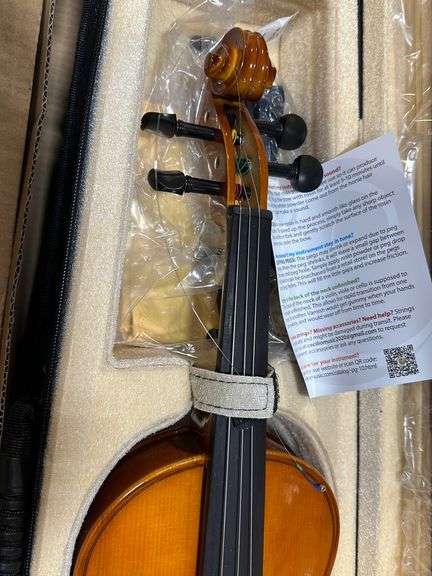 Cecilio CVN-300 Solidwood Ebony Fitted Violin with D'Addario Prelude ...