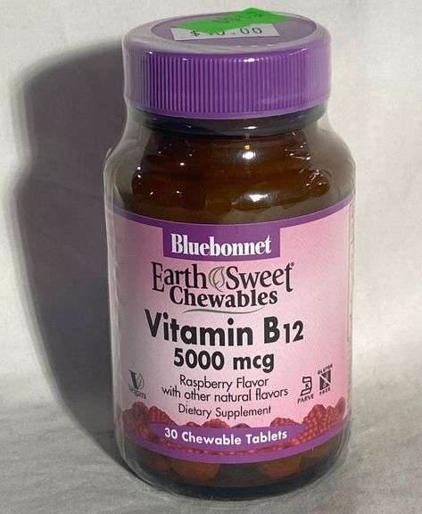 Blue Bonnet Earth Sweet Chewables • Vitamin B 12 • 5000 mcg Raspberry ...