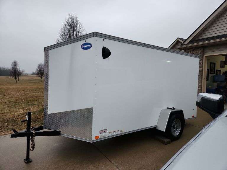 United Trailers 12' V-Nose Enclosed Cargo Trailer, A $25 TITLE FEE WILL ...