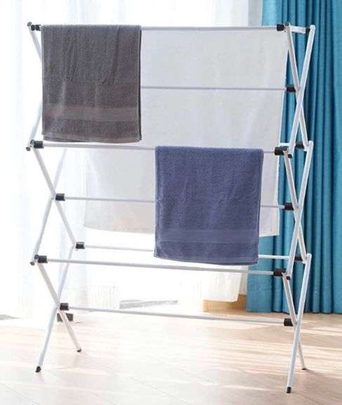 Clothes Drying Rack Folding Indoor, 3-Tier Extendable Clothing Dryer ...