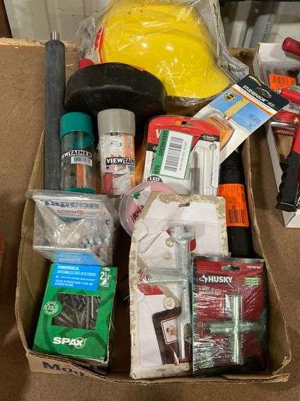 Assorted Tools, Hardware, Safety Helmet, Viewtainers - Metzger Property ...
