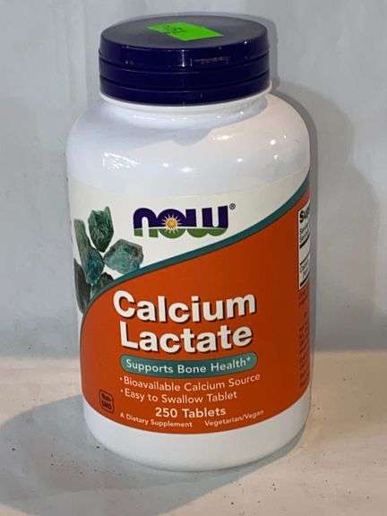 Now Calcium Lactate Supports Bone Health Dietary Supplement 250 Tablets ...