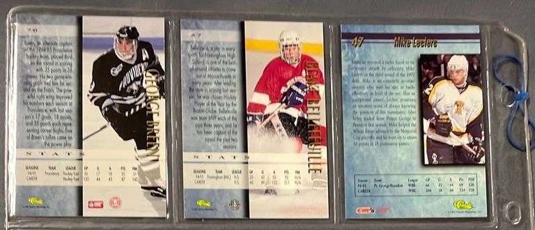 (8) Hockey card assortment including George Breen, Mike Leclerc, Blake ...