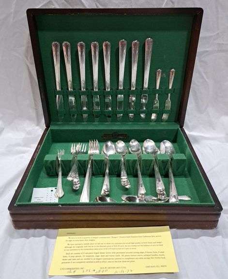 Sincerity Silver Plate Silverware Set in Wood Box - Metzger Property ...