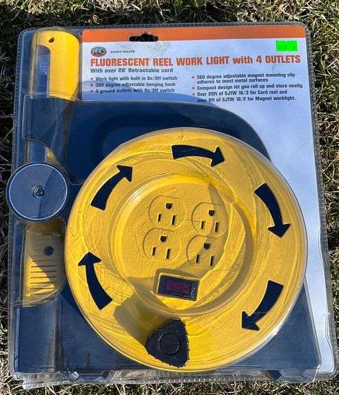 Handy Helper Fluorescent reel work ligh with 4 outlets, new in package ...