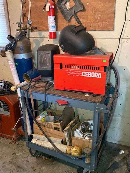 Cebora Pocket turbo 130 wire welder with cart and contents inc. Argon ...