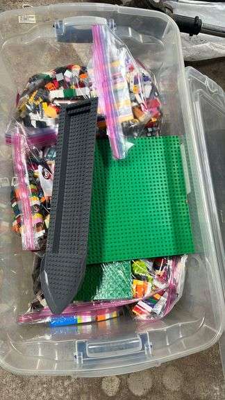 Large assortment of Lego building blocks and accessories in tote with ...