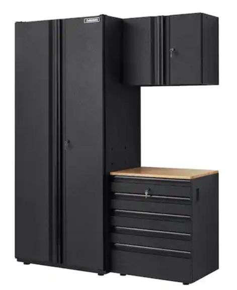 Husky 3-Piece Pro Duty Welded Steel Garage Storage System in Black LINE ...