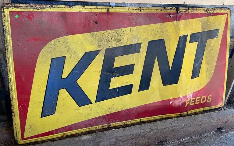 Kent Feed sign metal, 48”x98”, rough condition - Metzger Property ...