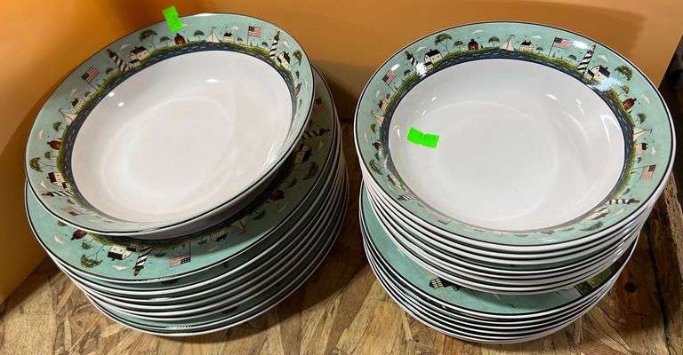 Warren Kimble Coastal Breeze Dinnerware Set inc. Plates 10.75”, Salad ...