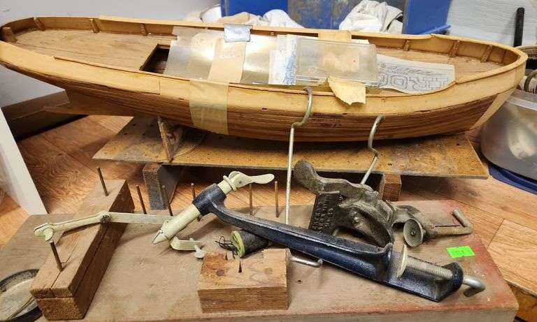 Fly tying vise, herter cast mini vise, wood ship project 24in long ...