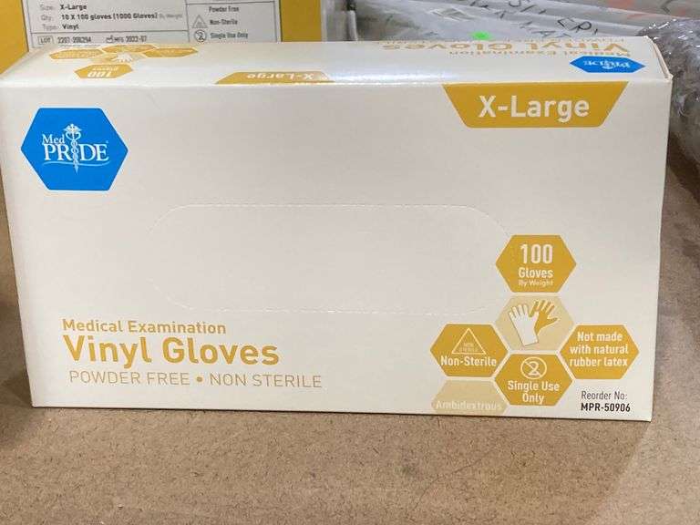 Med Pride Vinyl Gloves powder free-non sterile,X-Large-10 boxes,100 ...