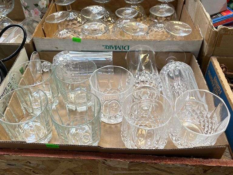 Glassware assortment including stemmed dessert glasses - Metzger ...