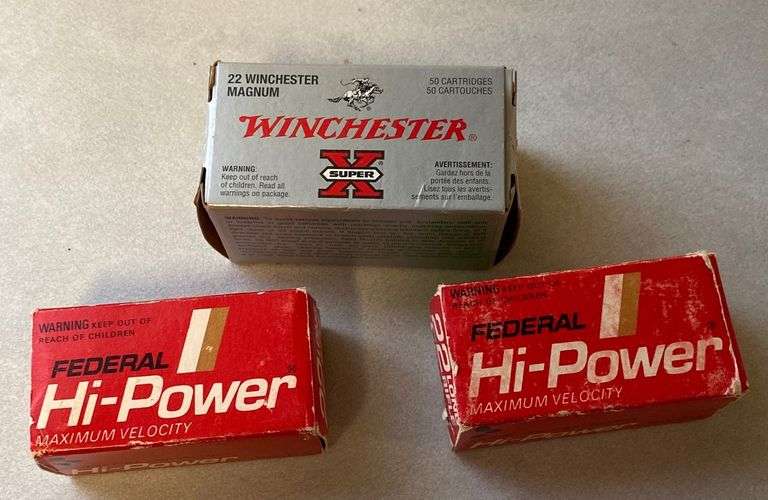 22 Winchester SuperX cartridges 50 and 22 Hollow point Hi Power ...