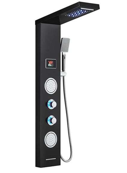 ROVATE Shower Panel Tower System with LED Rainfall Waterfall Shower ...
