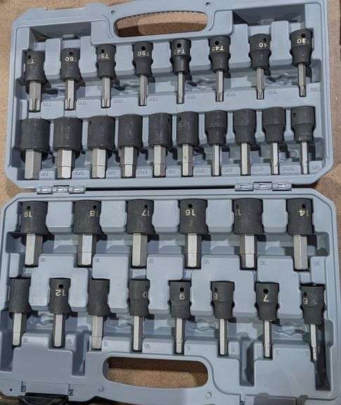 TEKTON 1/2 Inch Drive Hex/Torx Impact Bit Socket Set, 32-Piece (1/4-3/4 in., 6-19 mm, T30-T70 ...