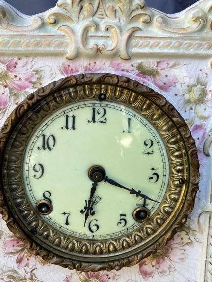Ansonia porcelain mantel clock 12.5” (chipped) - Metzger Property ...