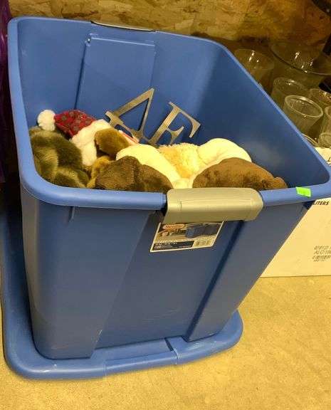 Stuffed Animal Assortment, Plastic Storage Bin, Dog Figurines - Metzger ...