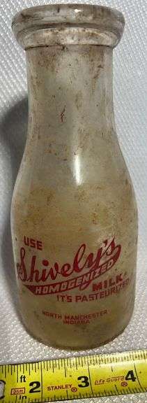 Shively’s North Manchester Indiana One Pint Milk Jug - Metzger Property ...