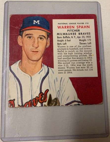 1955 Red Man Tobacco Warren Spahn - Metzger Property Services LLC