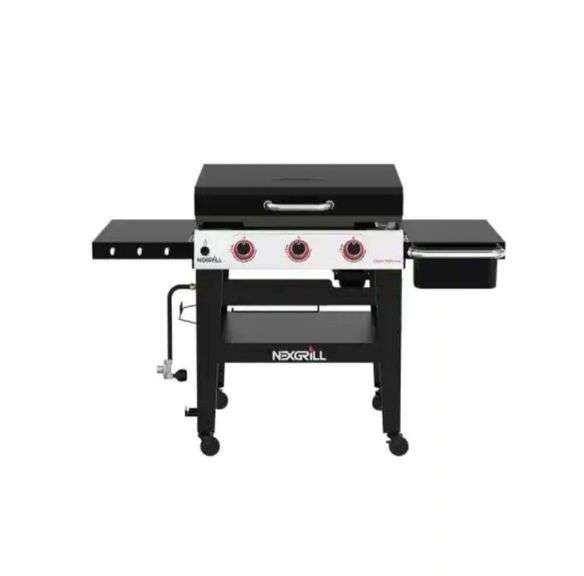 NexGrill Daytona 3-Burner 30 in. Propane Gas Griddle in Black with Lid ...