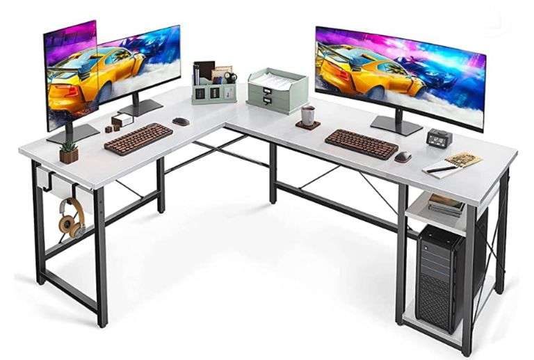 Coleshome L Shaped Computer Desk 66" with Storage Shelves, Corner ...