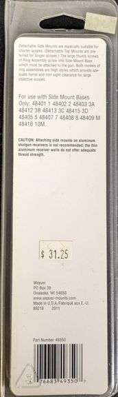 Weaver 1" Detachable Side Mount Rings - Metzger Property Services, LLC