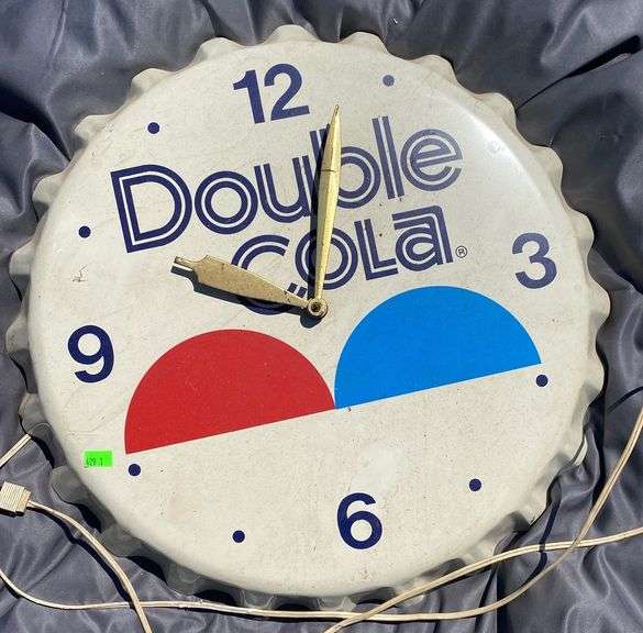 Double Cola Bottle Cap Clock, Metal 17" - Metzger Property Services LLC