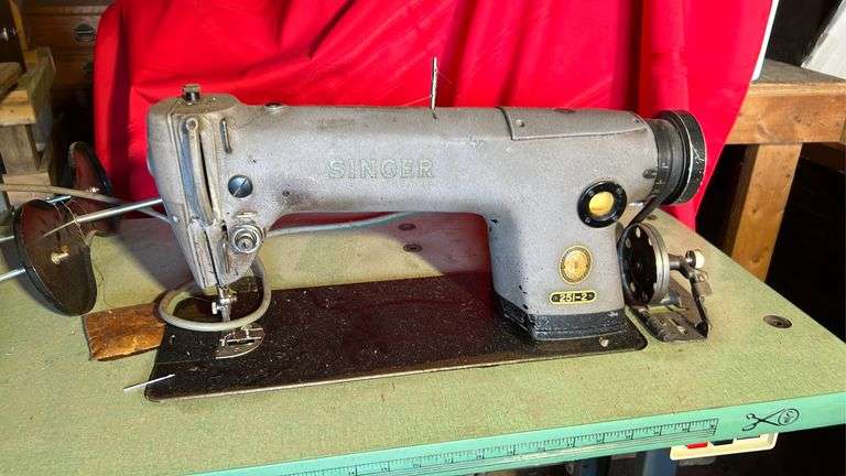 Singer model 251-2 commercial sewing machine on table with foot control ...