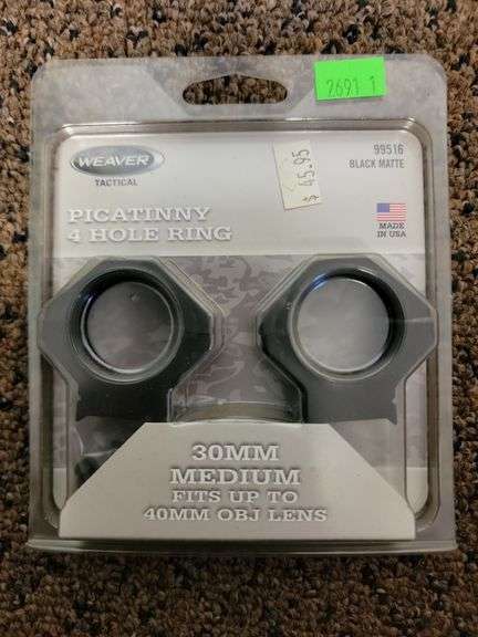 Weaver Tactical Picatinny 4 Hole Ring Black Matte 1-Inch Med - Metzger ...