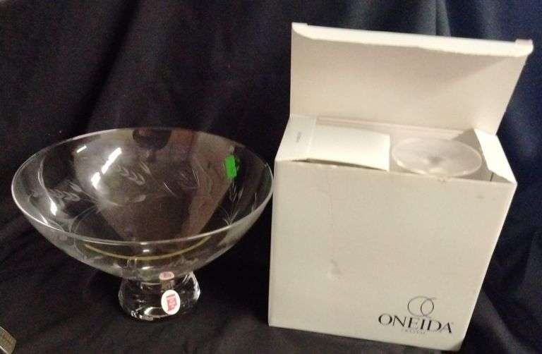 Oneida crystal stemware and Warsaw cut glass serving bowl 9x6 ...
