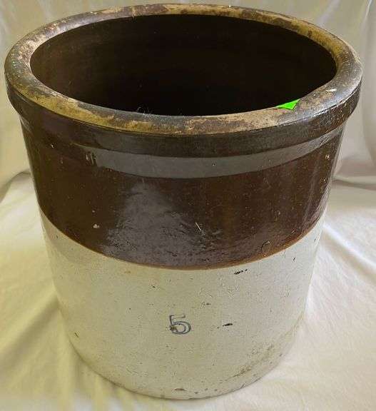 Antique Stoneware Brown & Cream Crock 12.25”x12.5” - Metzger Property ...