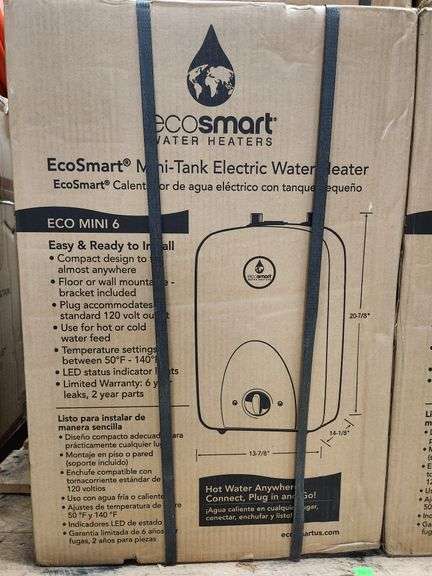 ecosmart ECOMINI6 Electric Mini Tank Water Heater, ECO 6, White, 6 Gal ...